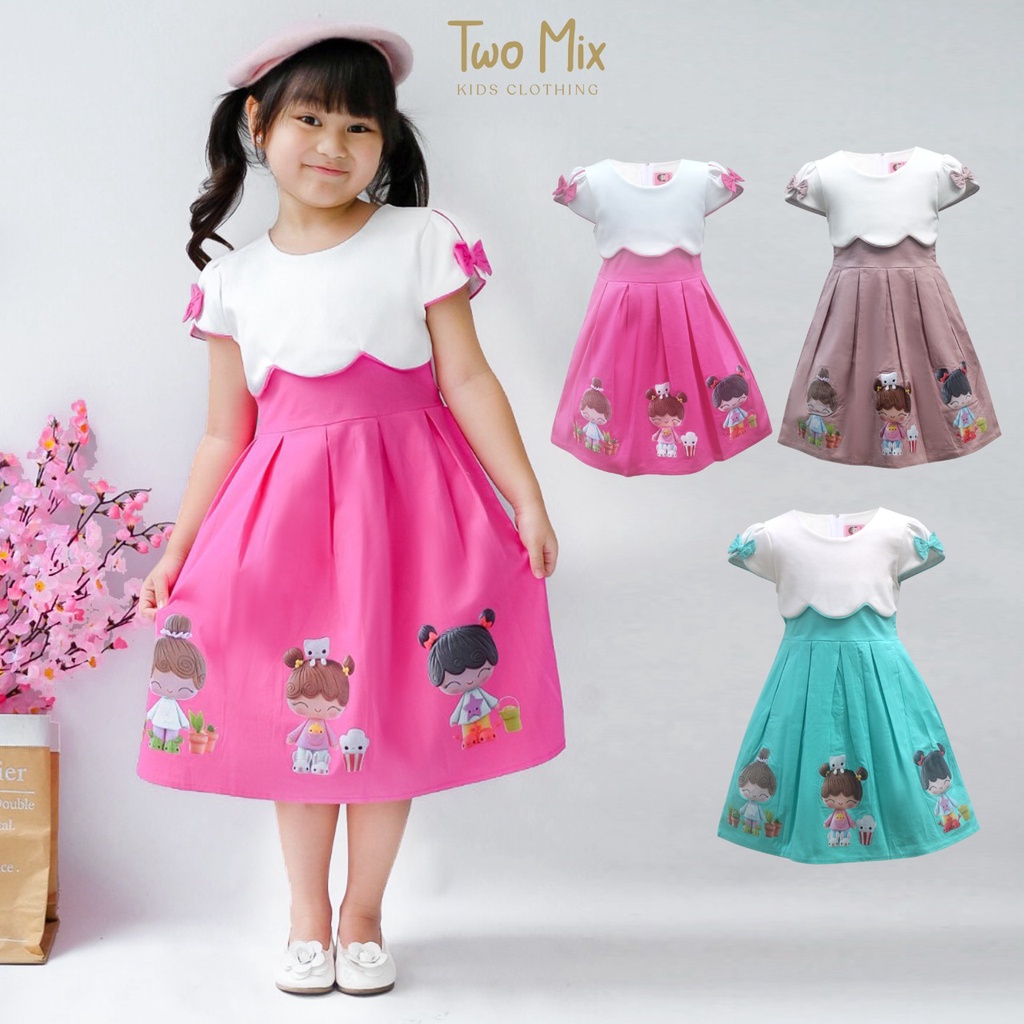 Jual Two Mix - Baju Dress Anak Perempuan Ramadan Katun 1-12 tahun 4212 ...