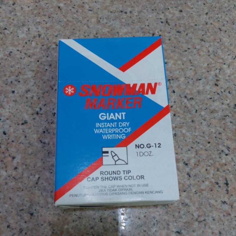 Jual (PAK) Spidol Permanent Marker Snowman G-12 Isi 12 Pcs / Permanent ...