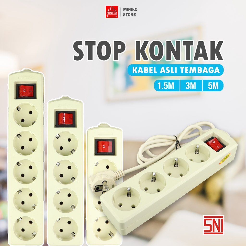 Jual Stop kontak Colokan Listrik 3-5 Meter Colokan 3,4&5 Lubang | Shopee Indonesia