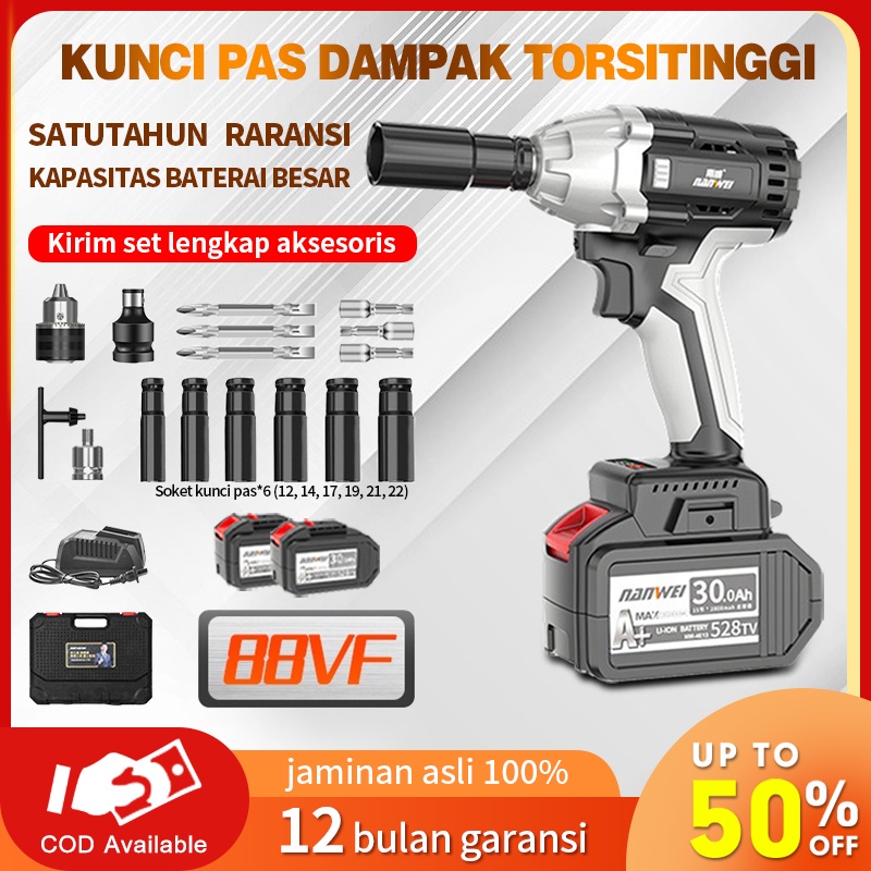 Jual NANWEI-cordless electric impact wrench/ set socket motor mobil ...