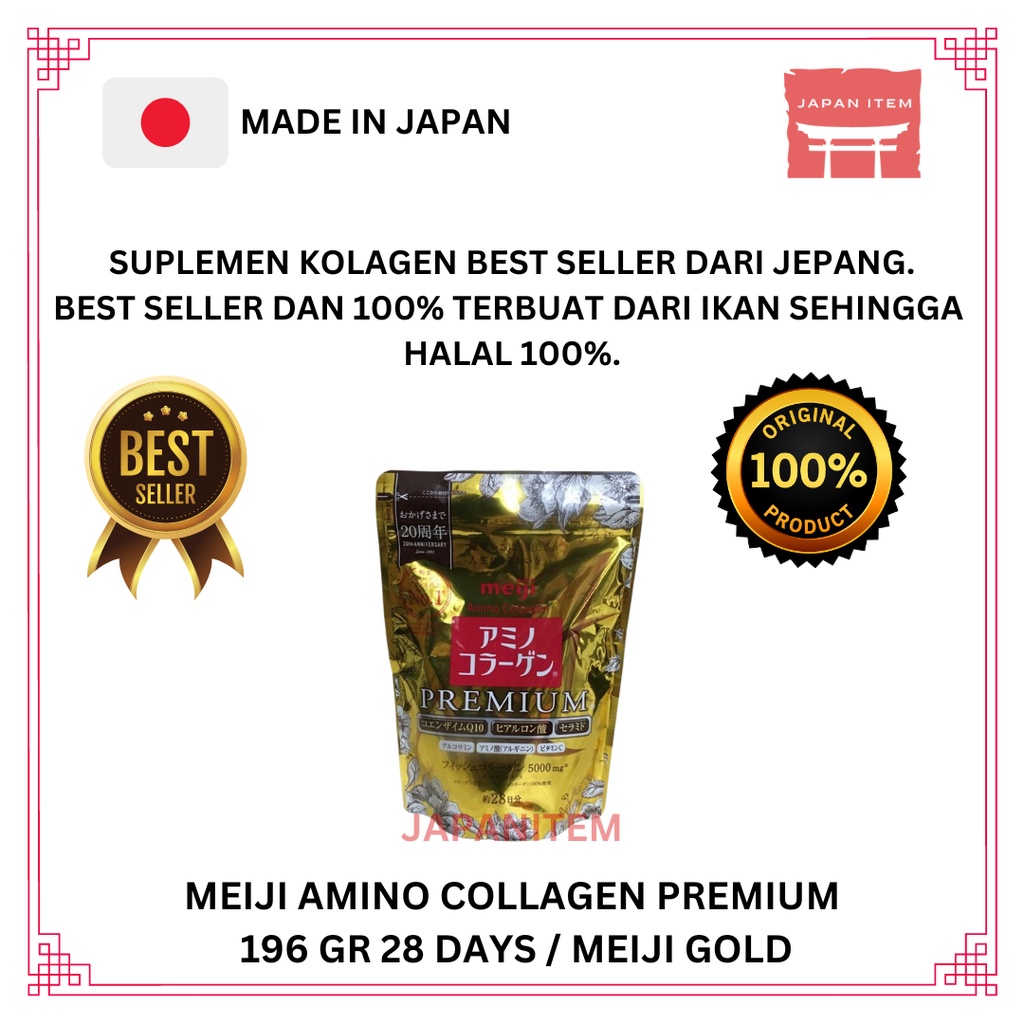 Jual Meiji Amino Collagen Premium refill original Japan 28 days new packaging | Shopee Indonesia