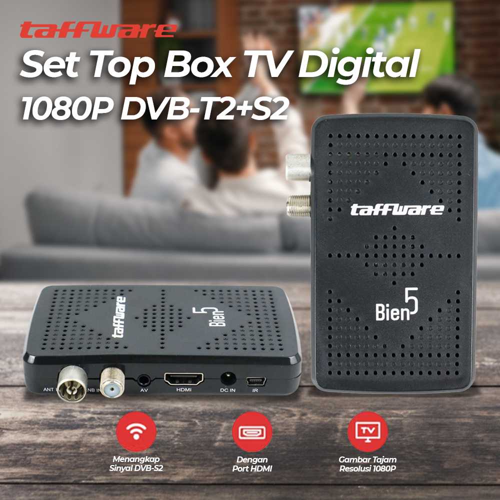 Jual Taffware Bien5 Set Top Box TV Digital H.264 1080P DVB-T2+S2 ...