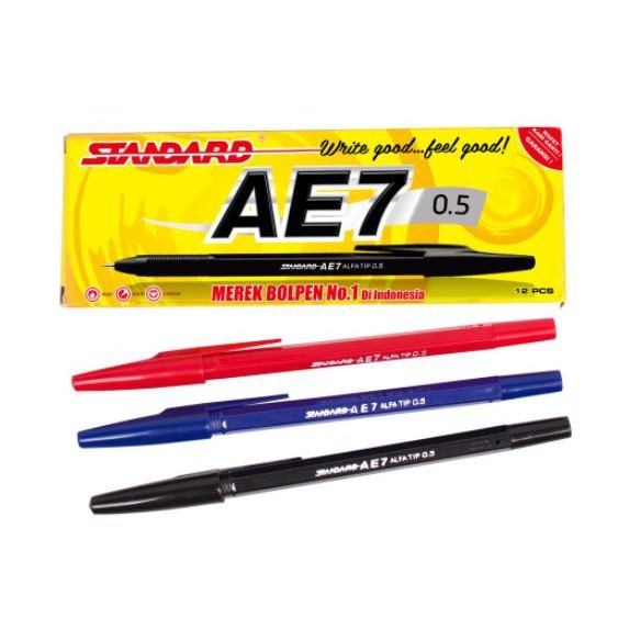 Jual SATUAN Pulpen STANDARD AE7 05 Hitam Biru / Pulpen Pena KENKO Easy ...