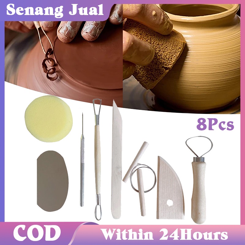 Jual 8Pcs Set Alat Ukir Clay / Clay Sculpting Tools / Pottery Crafting ...
