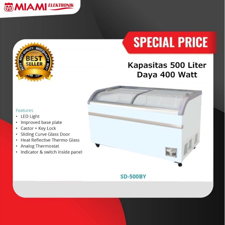 Jual GEA SD-500BY / SD500BY Sliding Curve Glass / Chest Freezer ...