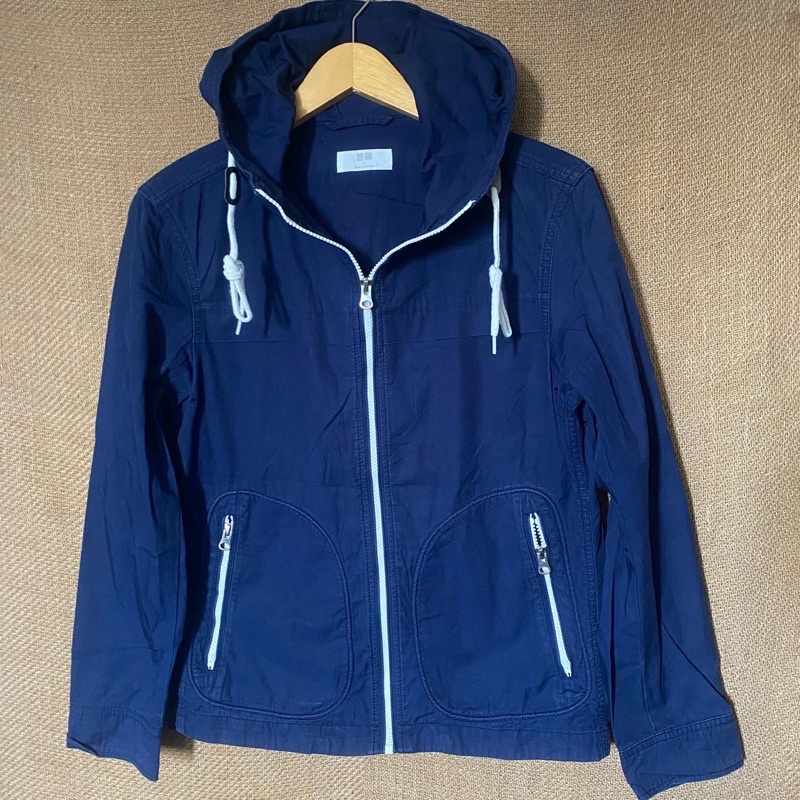 Jual Uniqlo Navy Canvas Hoodie Jacket Man | Shopee Indonesia