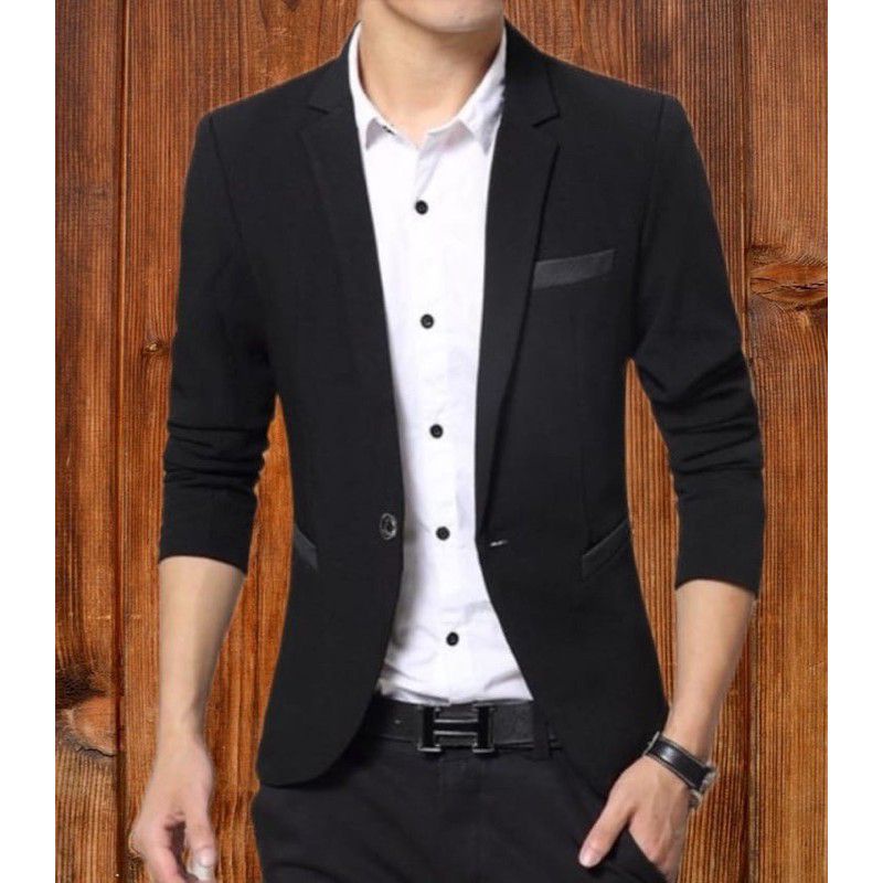Jual jas blazer pria black twist/blazer kerja/blazer wedding/jas blazer ...