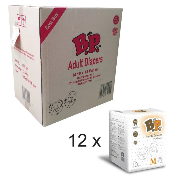 Jual BP Diaper Adult Popok Dewasa 1 Dus ukuran M8, L7, XL12 isi 12 pack ...