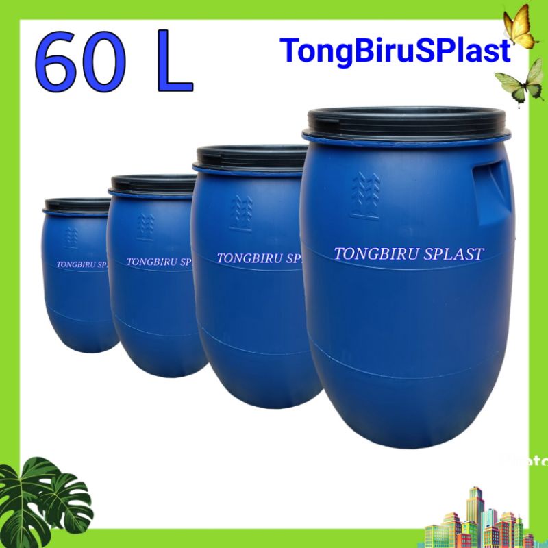 Jual Tong/ Tempat Sampah Biru 60L/ Tong 60L/ Tong Air Biru/ Tong ...