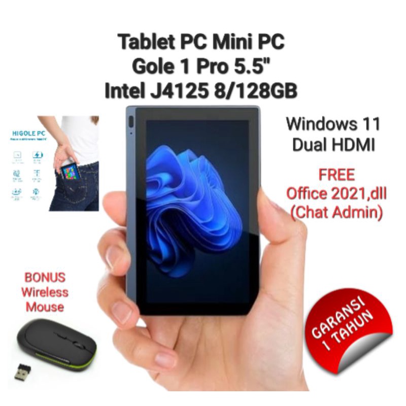 Jual Tablet PC Mini PC Gole 1 Pro 5.5" J4125 8/128GB Wifi 6.0 Dual HDMI ...