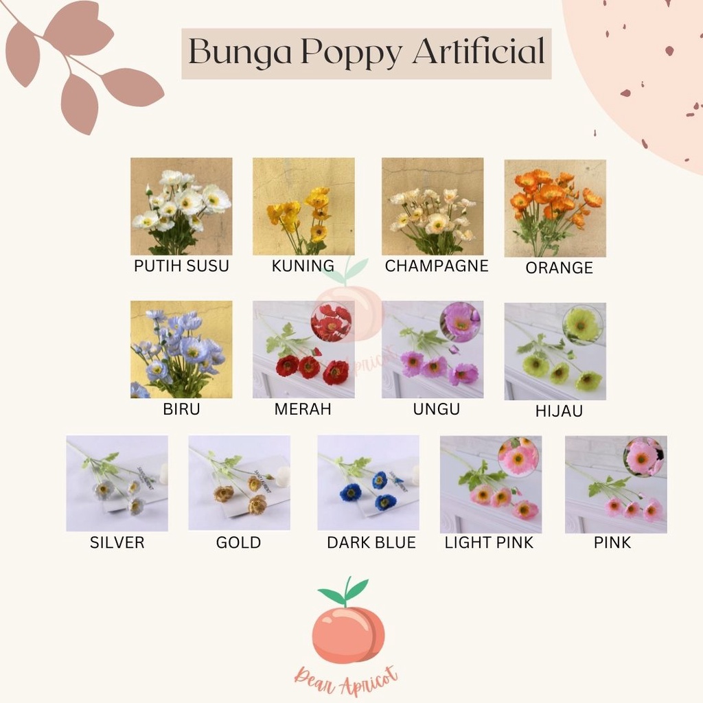 Jual BUNGA POPPY ARTIFICIAL FLOWER BUNGA CORN POPPY PALSU BUNGA HIAS ...