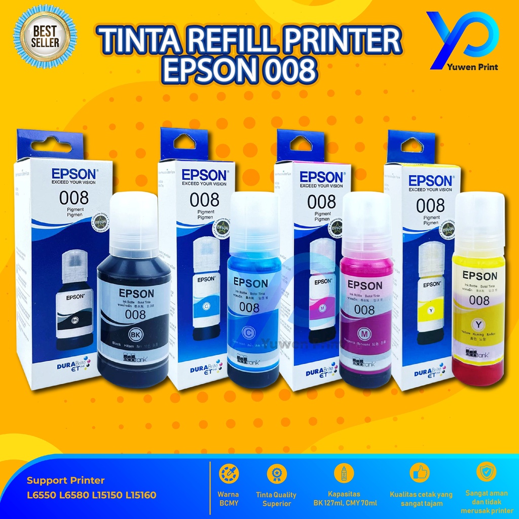Jual Tinta Epson 008 Refill Untuk Printer L15150 L15160 L15180 L6550 ...