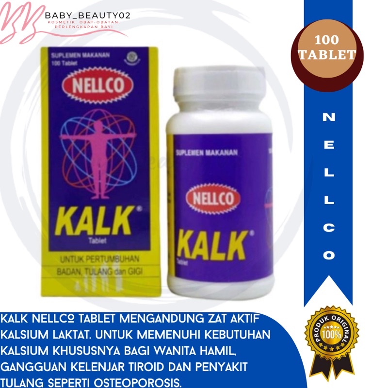 Jual Nellco Kalk Nelco Kalk Kalk Botol Isi 100 Nellco Kalk 100 Tablet ...
