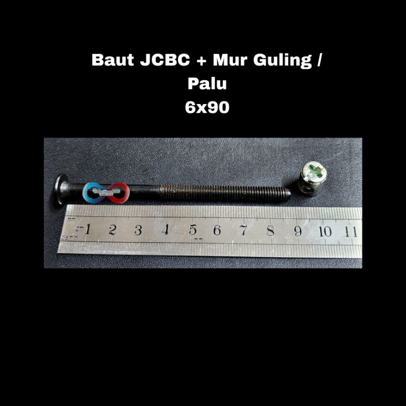 Jual Baut JCBC Hitam M6x90 /Baut Knockdown + Mur Guling/Palu Per 1 pcs ...