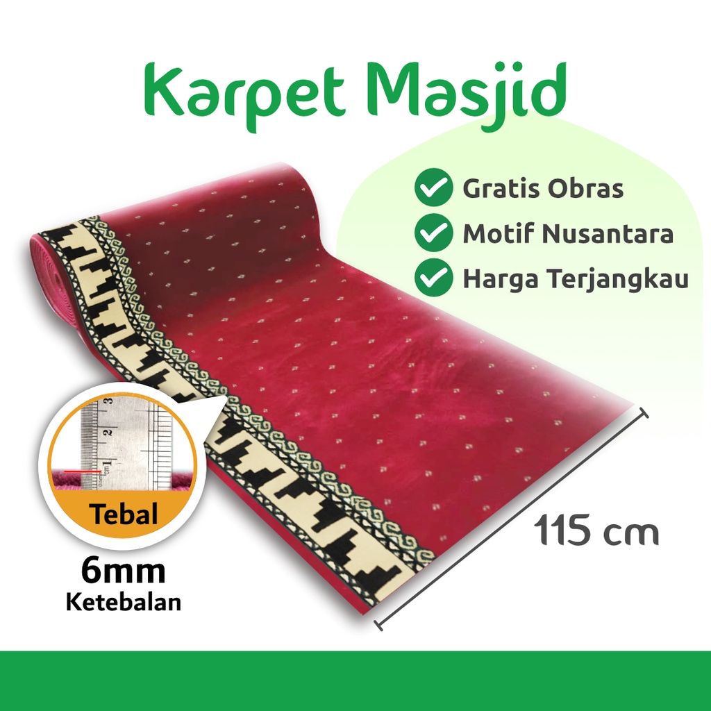 Jual Karpet Masjid tebal 6mm sajadah mushola Karpet masjid meteran ...