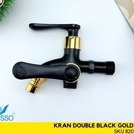Jual ㊰ FLUSSO Kran Air Double | Kran Air 2 Cabang | Kran Double Shower | KRAN PE4 KDB ZC BLACK ...