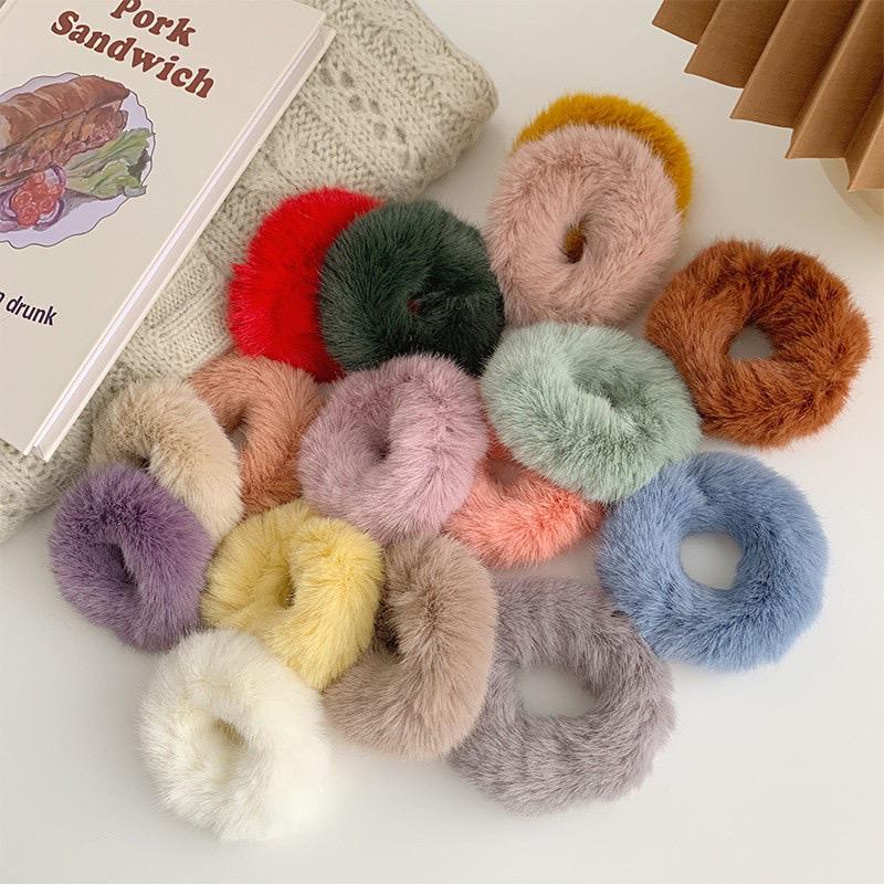 Jual IKAT RAMBUT WANITA BULU POLOS ELASTIS KARET HAIRTIE FASHION KOREA ...
