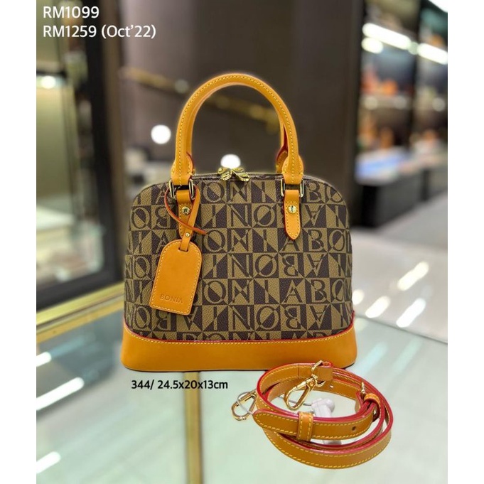 Jual tas bonia original sling top handle bag alma monogram S | Shopee ...