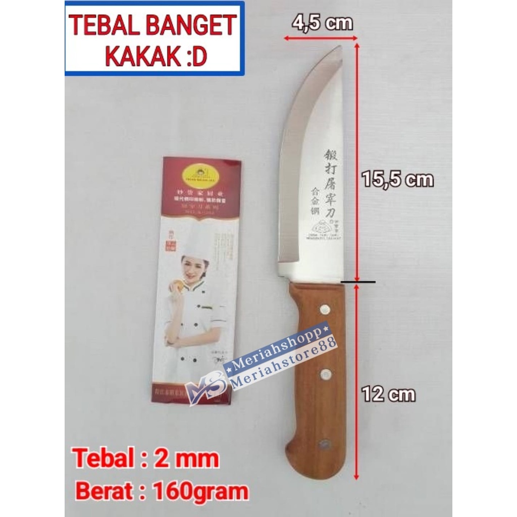Jual Pisau Cincang Daging Sayuran (TEBAL 2mm) 6” inci Stainless 40Cr13 ...