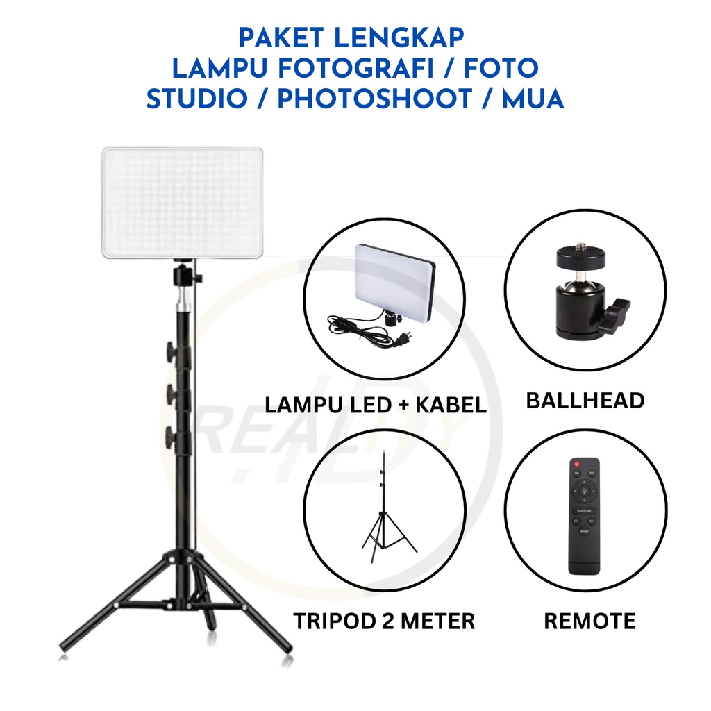 Jual [PAKET] LAMPU FOTOGRAFI MUA MM 240 + STAND TRIPOD 2 METER 210 CM ...