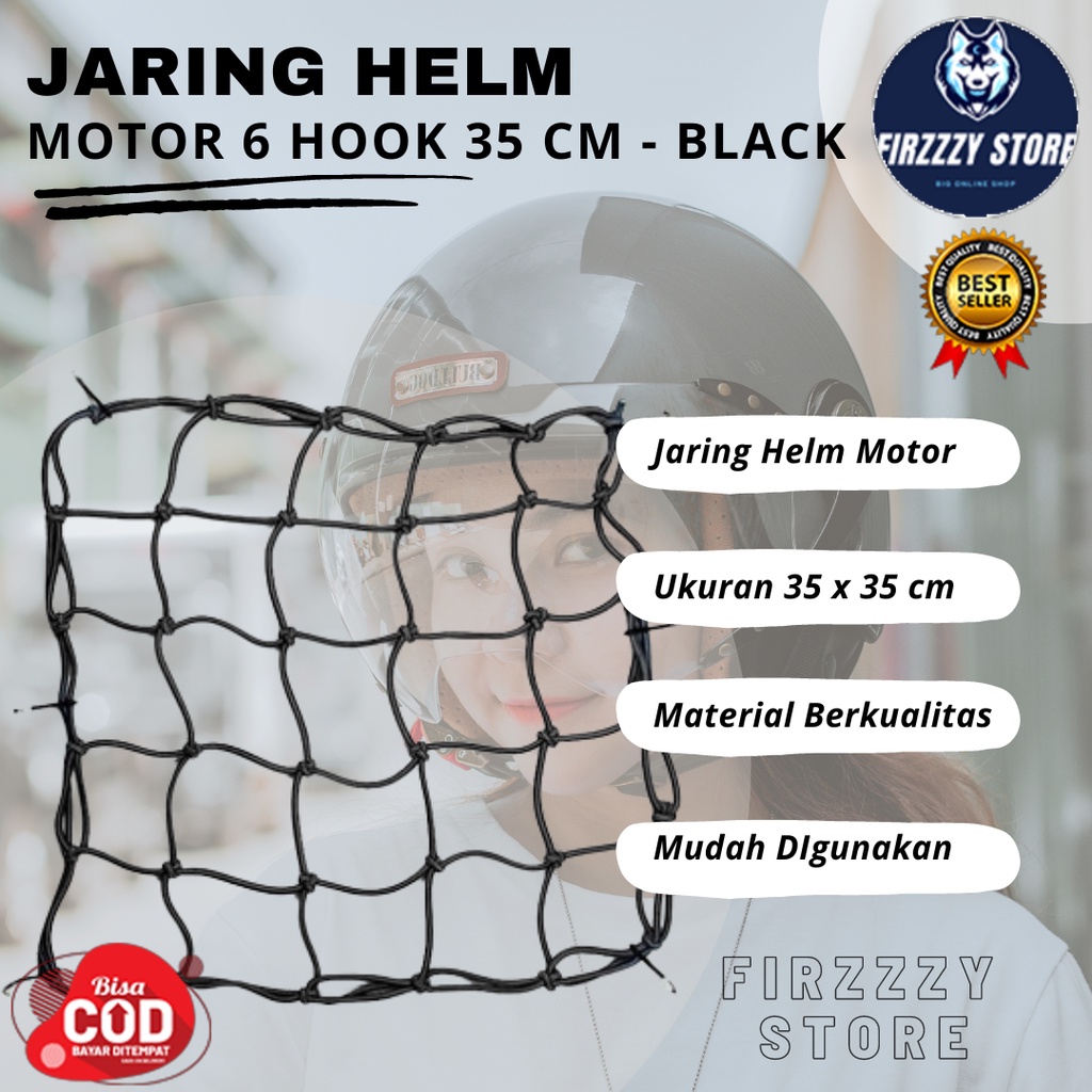 Jual Jaring Helm Motor 6 Hook 35 CM - Black | Shopee Indonesia