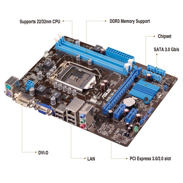 Jual Motherboard Asus H61 H61M-K Intel LGA 1155 DDR3 | Mainboard Asus ...