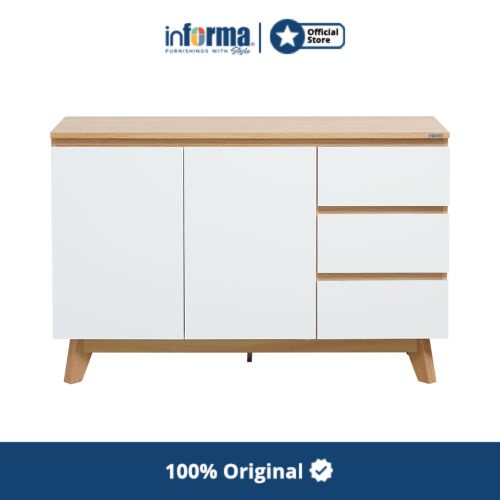 Jual Informa Preston Kabinet 2 Pintu Dengan 3 Laci - Putih/Oak Lemari ...