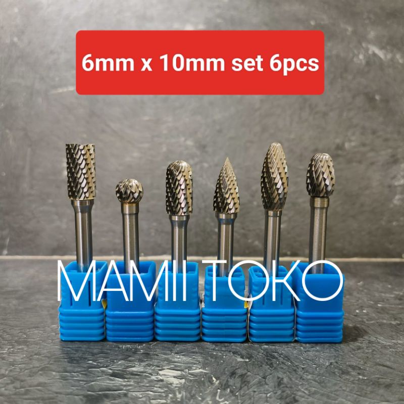 Jual Mata bor cuner 6mm tuner set 6pcs Carbide rotary file 10mm ukir ...