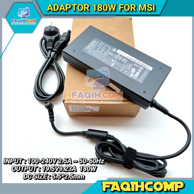 Jual Adaptor Charger Laptop MSI 19.5V 9.23A 180W MSI GV62 GV72 GS65 ...
