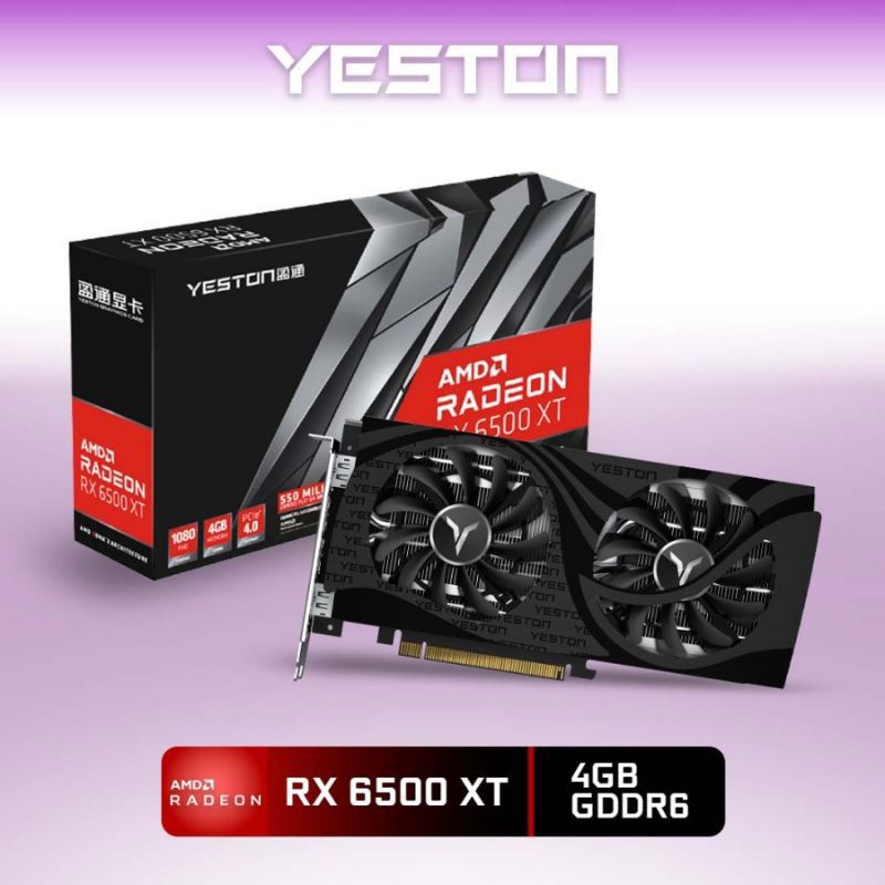 Jual VGA YESTON RX 6500 XT 4GB GDDR6 64BIT DUAL FAN | Shopee Indonesia