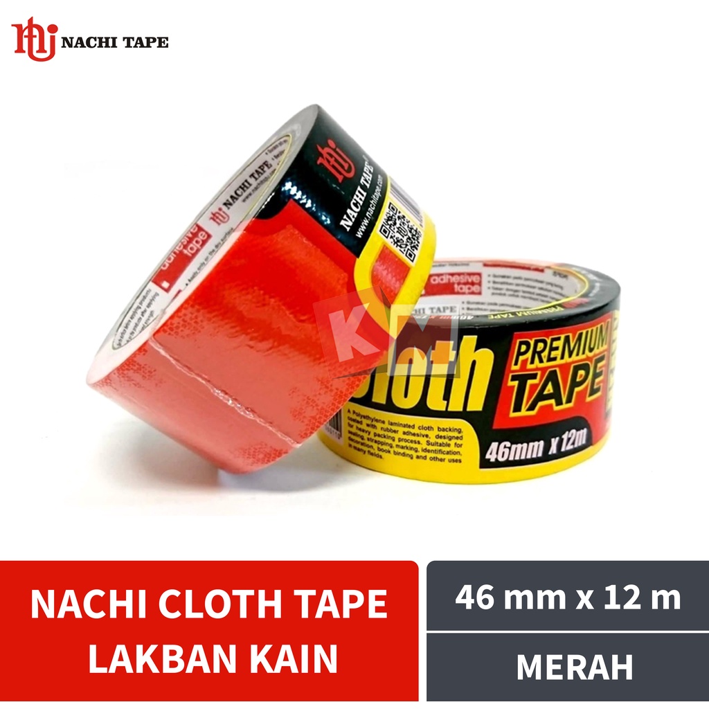Jual Lakban Kain Merah Nachi Cloth Tape 46 mm / 2 Inch x 12 meter ...