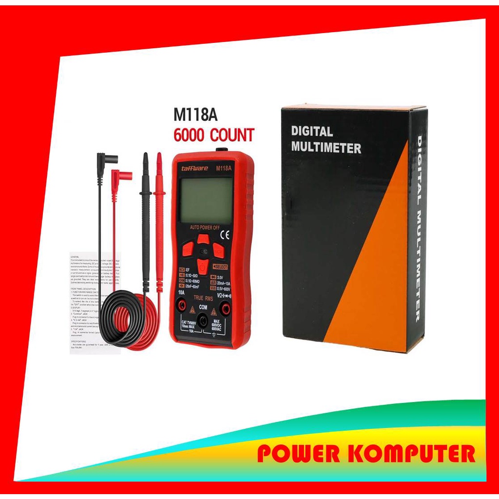 Jual Taffware M118A Digital Mini Multimeter Tester 6000Counts Auto ...