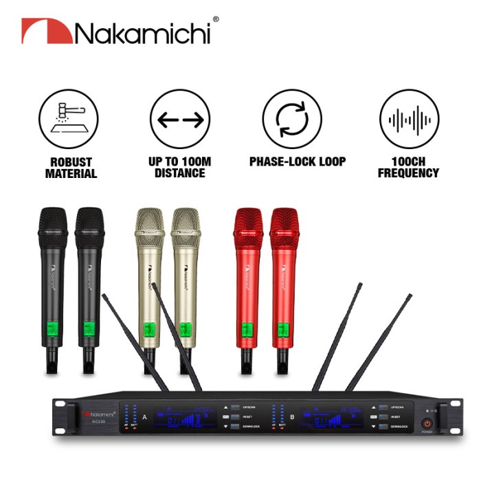 Jual Nakamichi NC230 Amplifier Wireless Microphone Sound System Mic ...