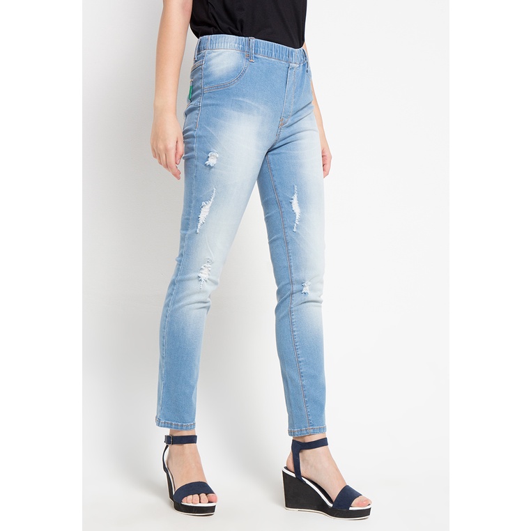 Jual Point One SYDNEY Stocking Light Jeans High Rise with Destroy ...
