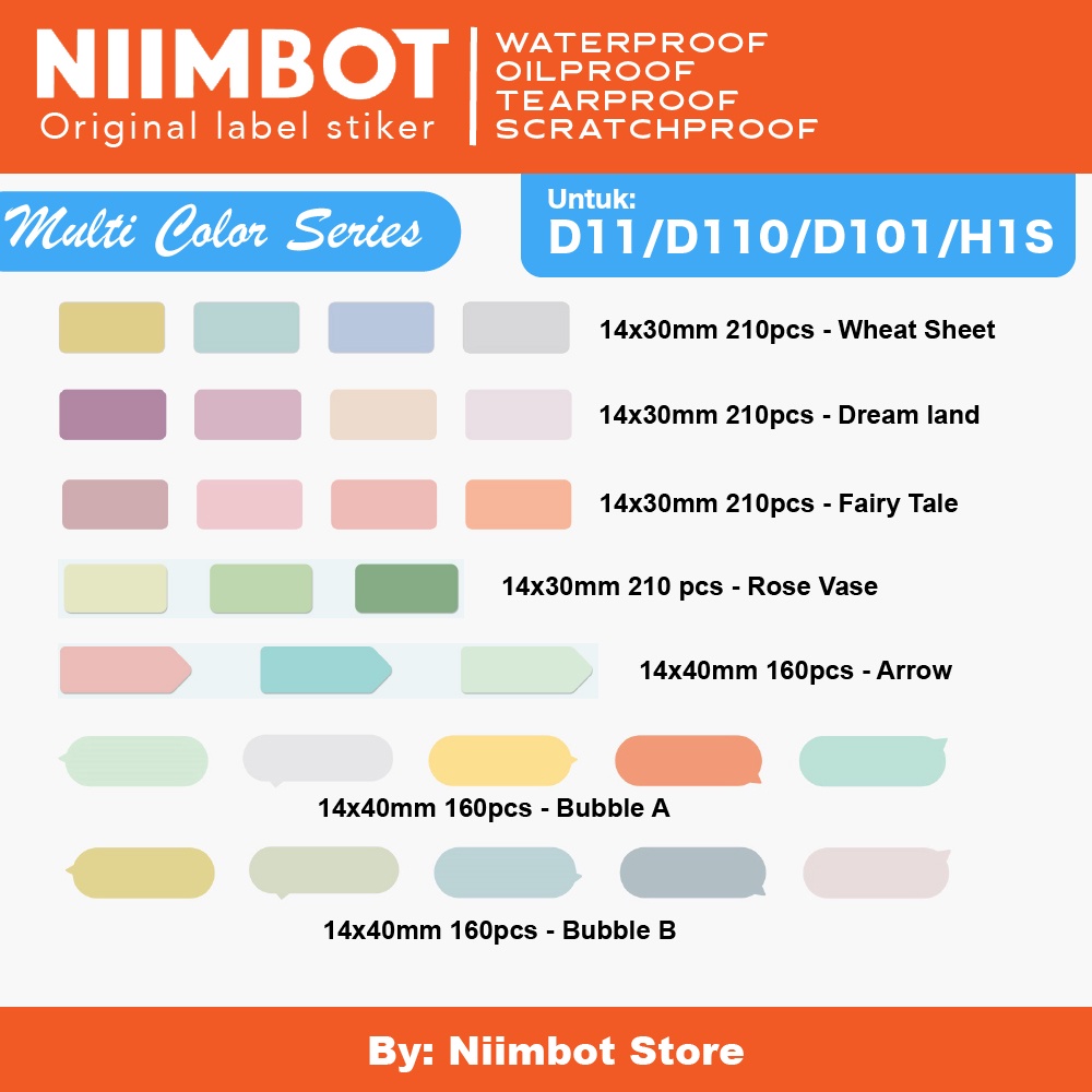 Jual Colored Thermal Label Printer Sticker Niimbot D11 D110 D101 H1S ...