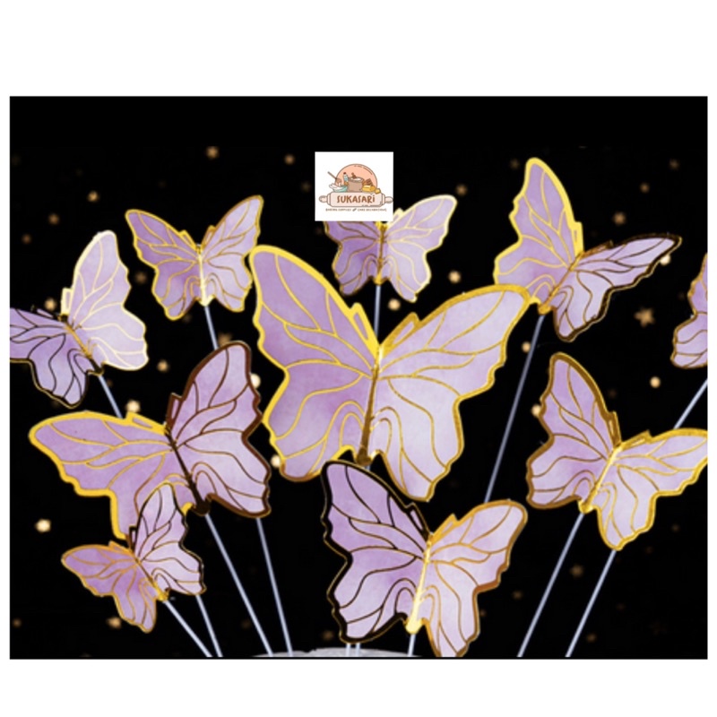 Jual Topper hiasan kupu kupu Butterfly no(7) violet ungu 11pc cake ...