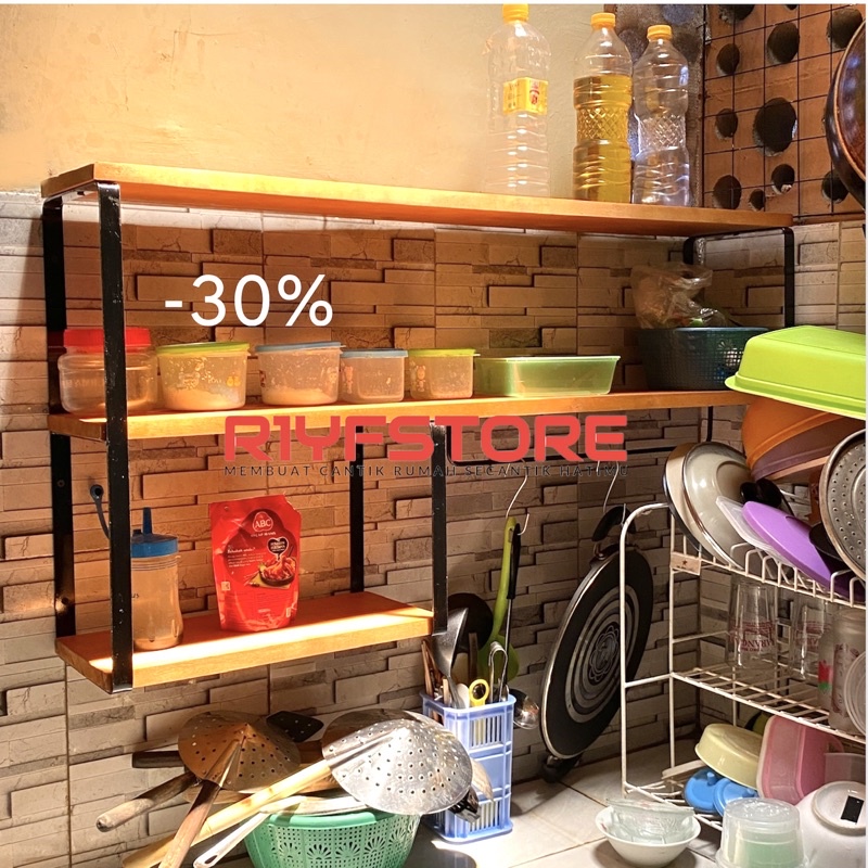 Jual rak dinding bumbu dapur kichen set minimalis ambalan tempel ...