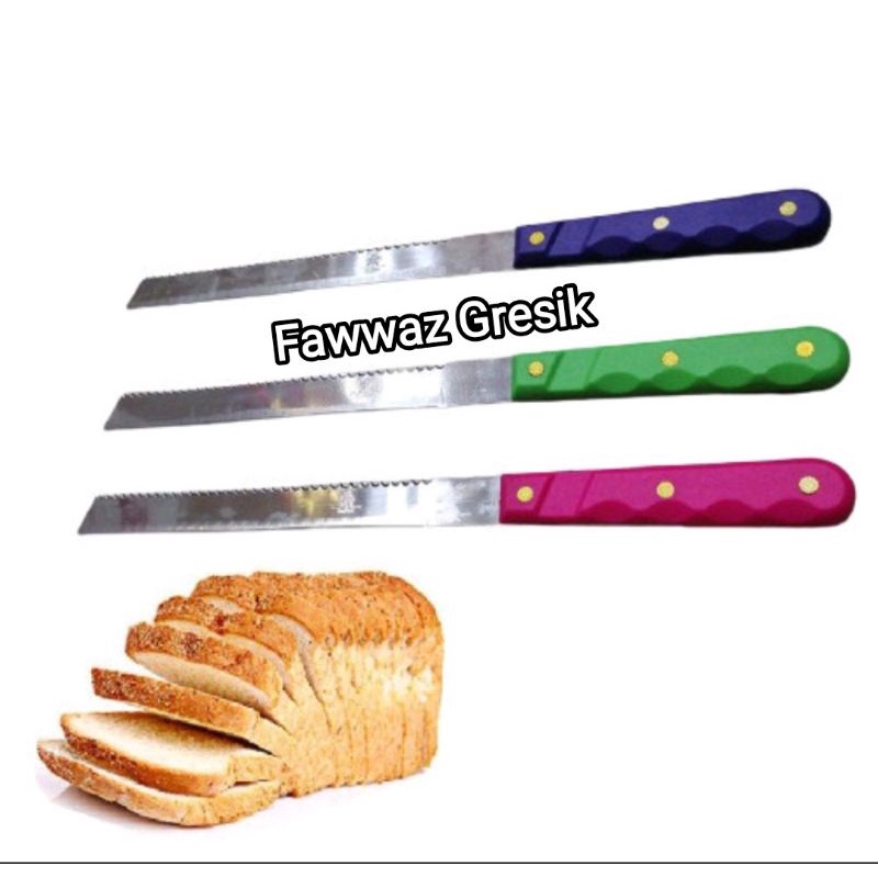 Jual Pisau Potong Roti Tawar Bolu Kue Tart 2 Sisi Stainless Steel Bread ...
