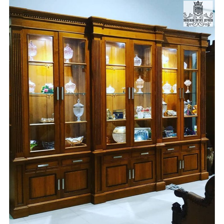 Jual Lemari Hias jati mewah minimalis Jumbo Pintu 6 | Lemari pajangan ...
