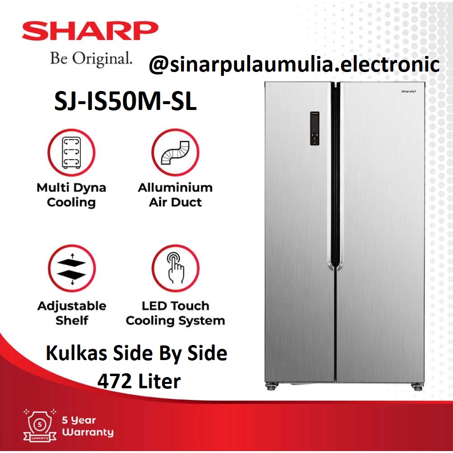 Jual Sharp Kulkas 2 Pintu Side by Side 472 Liter Inverter - SJ-IS50M-SL / SJ IS50M SL / IS 50M ...