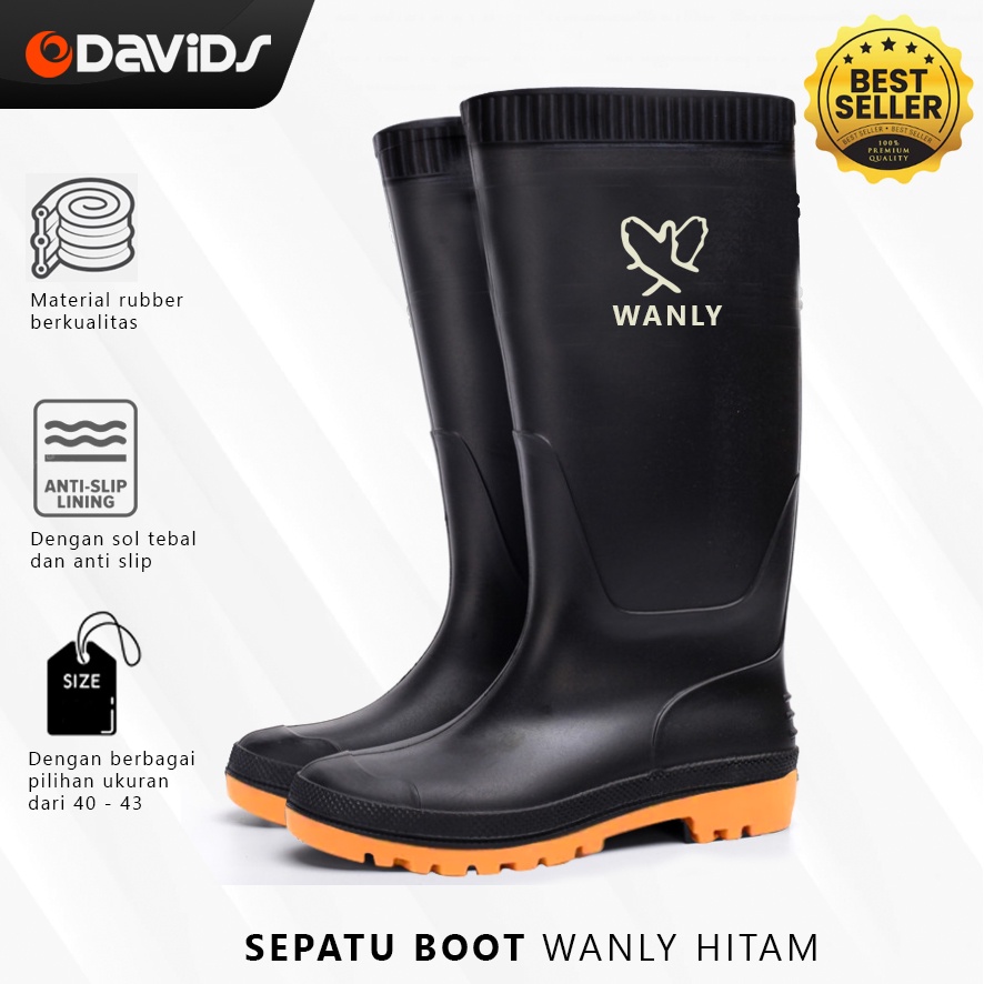 Jual Sepatu Boots Karet Boot Hitam Pria Kerja Safety Proyek Bot Panjang ...