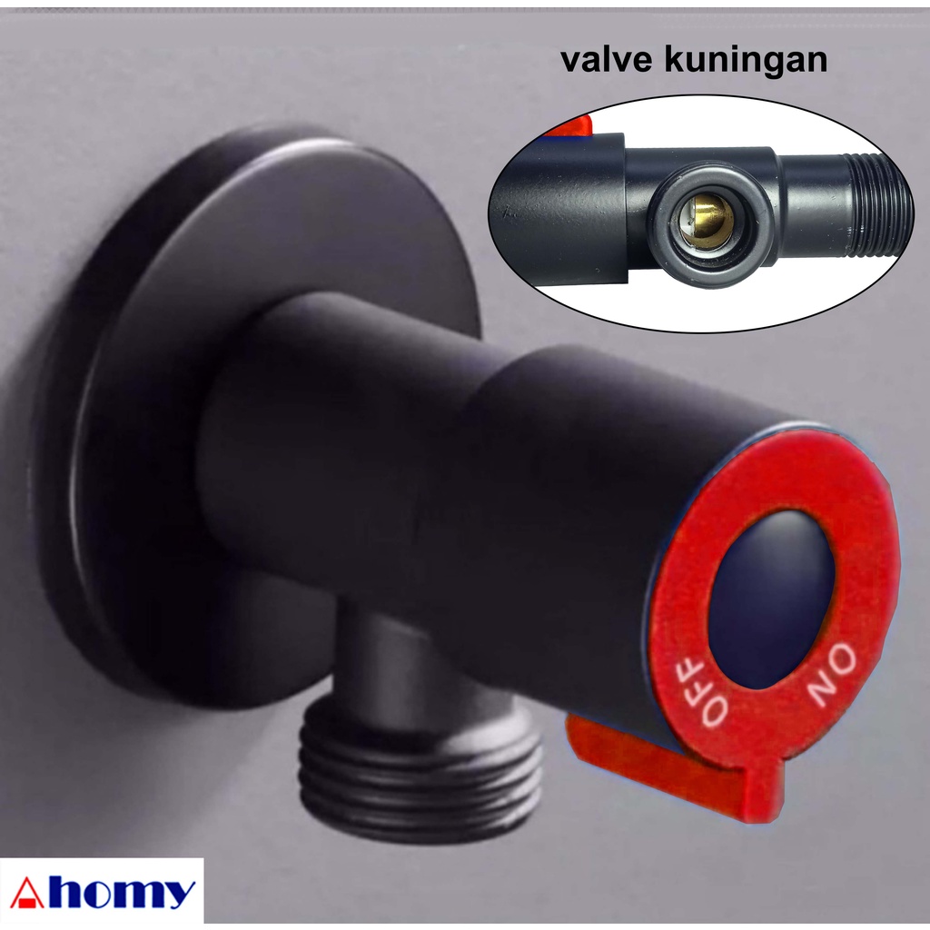 Jual stop kran shower stainless hitam biru atau hitam merah valve ...