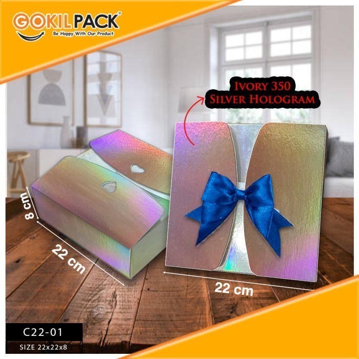 Jual Kotak Hampers - Gift Box Silver Hologram - Dus Kado - Uk 29x22x8 cm - C10 | Shopee Indonesia