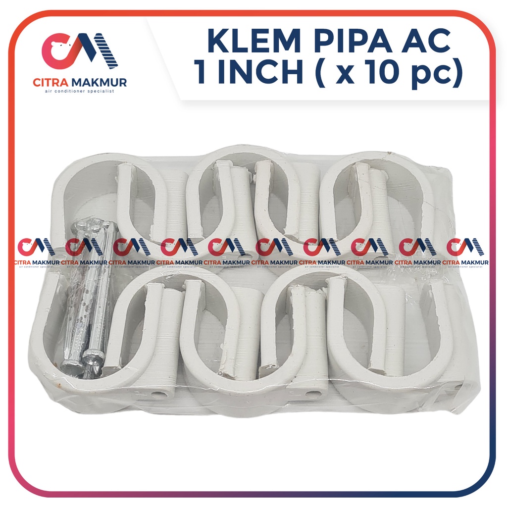 Jual Klem Tembok Pipa AC bahan PVC Plastik 1 2 Pk Paku Clamp Kleman ...