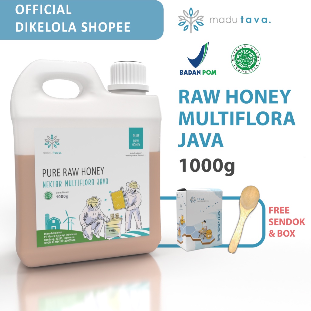 Jual Madu Asli Murni 1kg Tava Grade A Nektar Multiflora Java 100% Alami Pure Natural Raw Honey ...