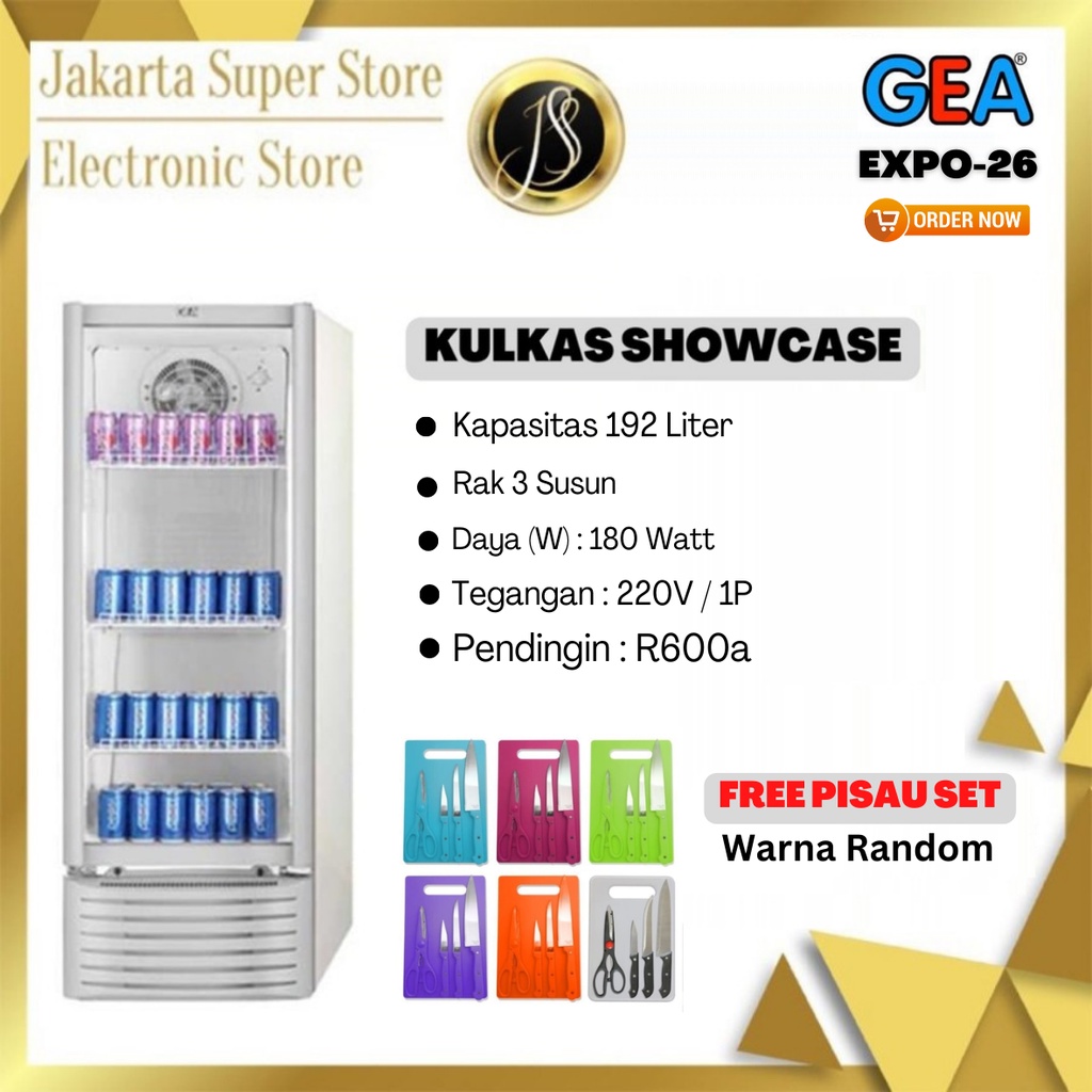 Jual SHOWCASE GEA EXPO 26FC / 26 FC 3 RAK 192 Liter | Shopee Indonesia