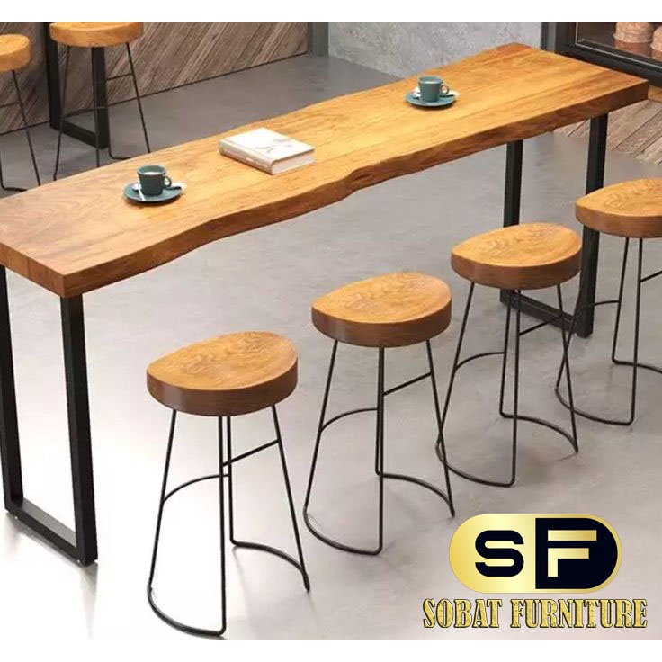Jual Set Meja Cafe Minimalis Besi dan Kayu - Meja Makan style ...