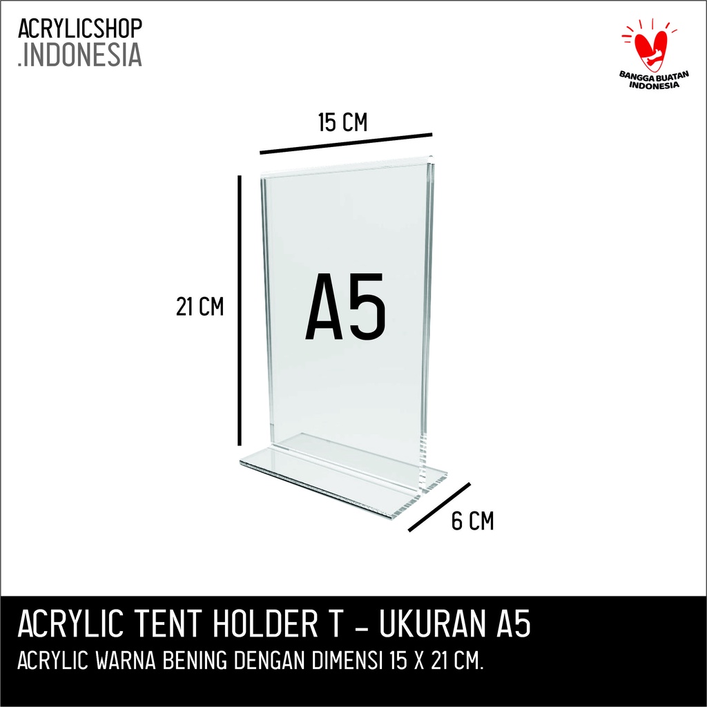 Jual Akrilik Tempat Brosur A5 / Acrylic Tent Card Holder Stand 2 sisi ...