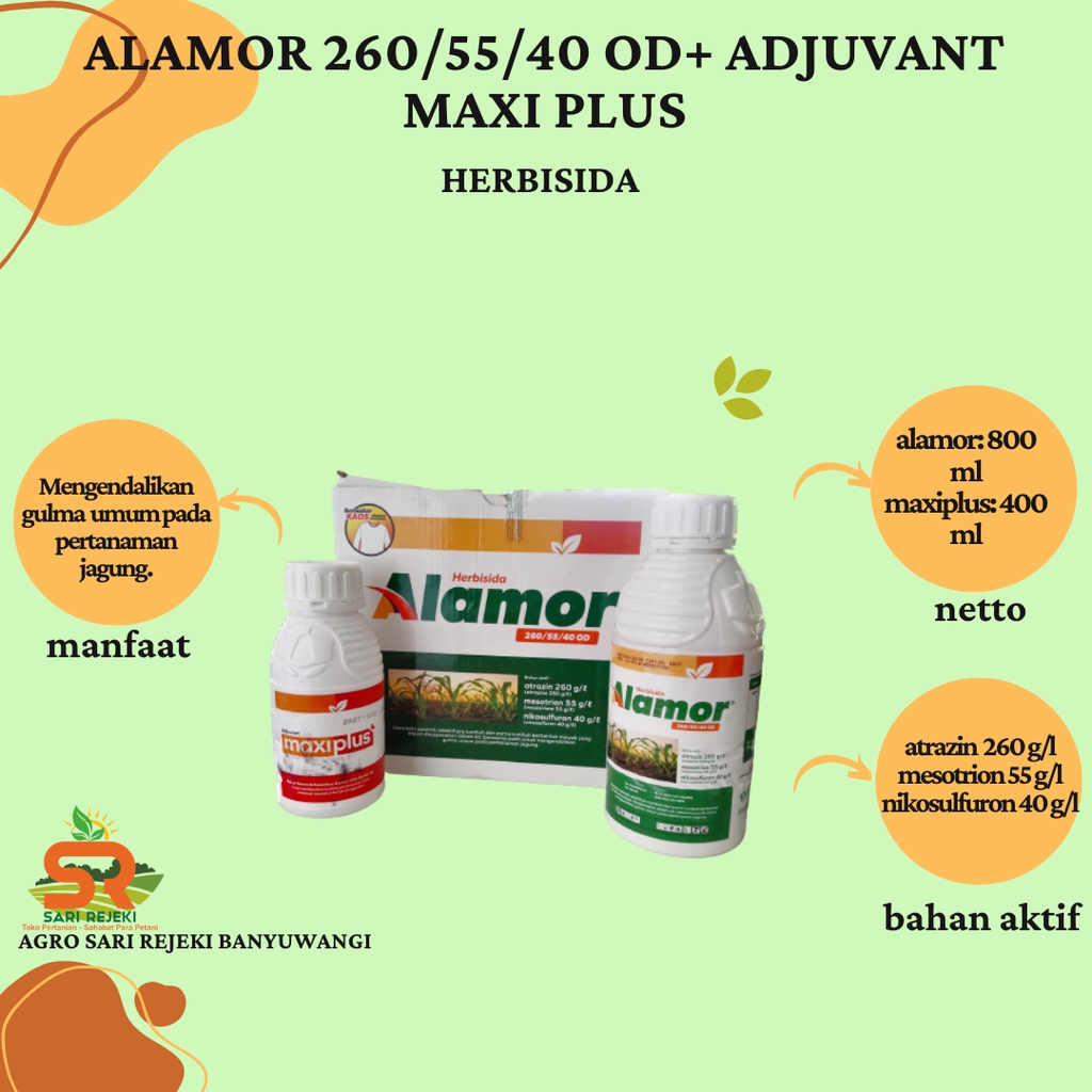 Jual ALAMOR 260/55/40 OD 800 ml + adjuvant MAXI PLUS 400 ml HERBISIDA ...