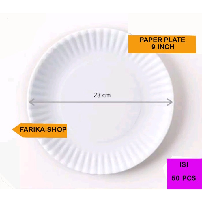 Jual PIRING KERTAS / PIRING KERTAS PUTIH / PAPER PLATE UKURAN 6 DAN 9 ...